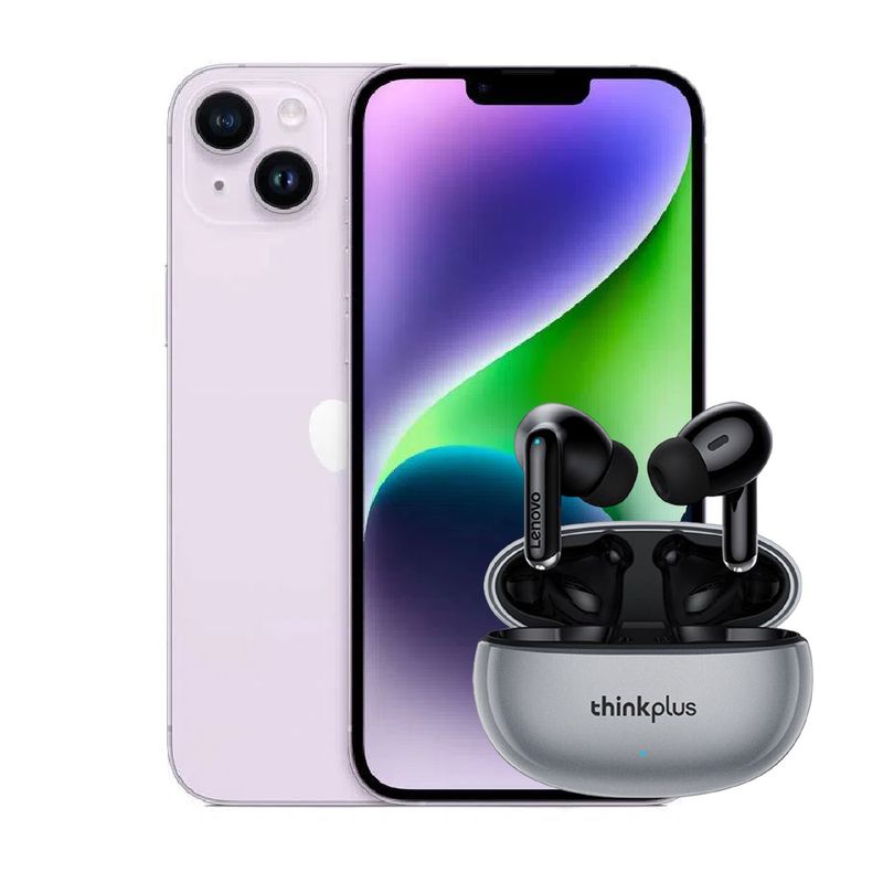 Combo iPhone 14 c/CHIP 128GB 6GB + Auricular Lenovo Thinkplus XT88 - Real Plaza