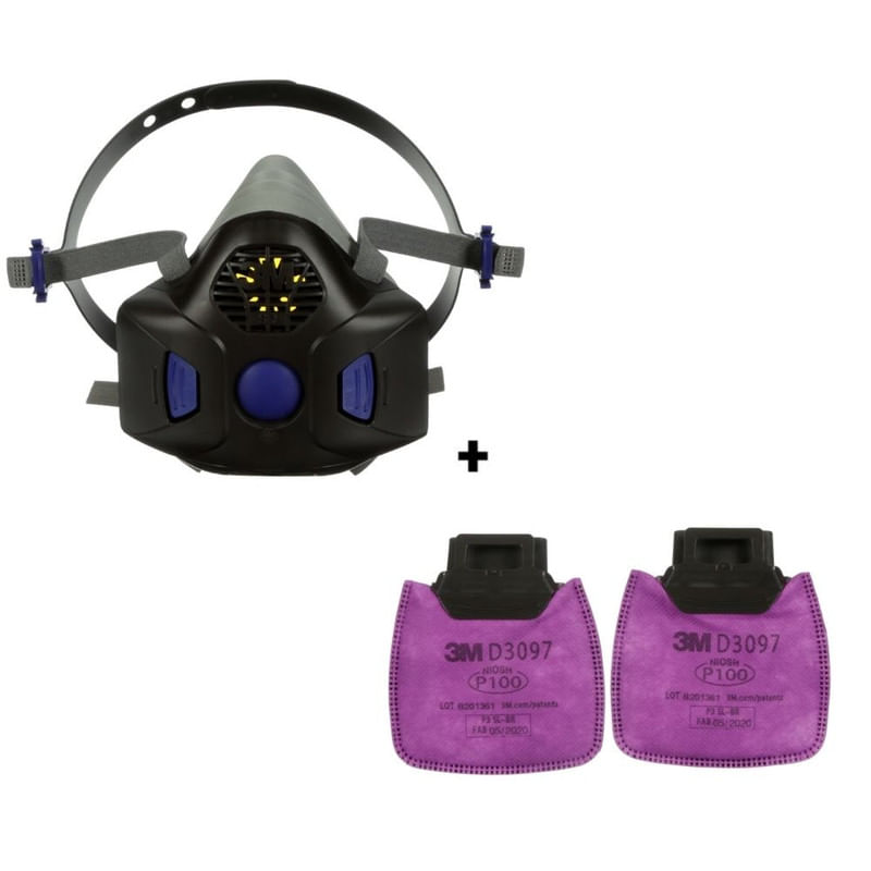Kit Respirador 3m Hf-800 Talla M + Filtro D3097 Para Partículas P100 - Real Plaza