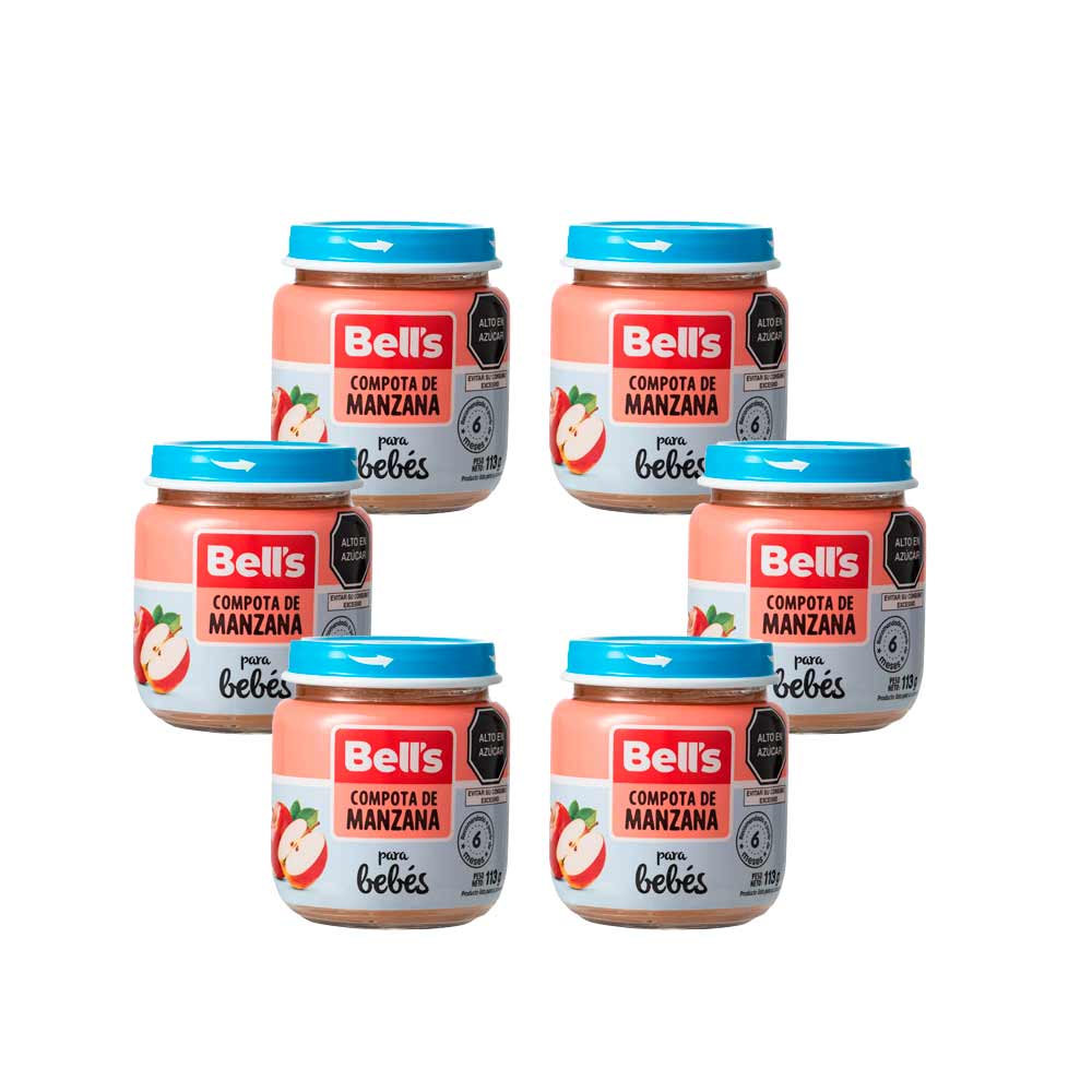 Pack Compota de Fruta BELL'S Manzana Frasco 113g x 6un - Real Plaza