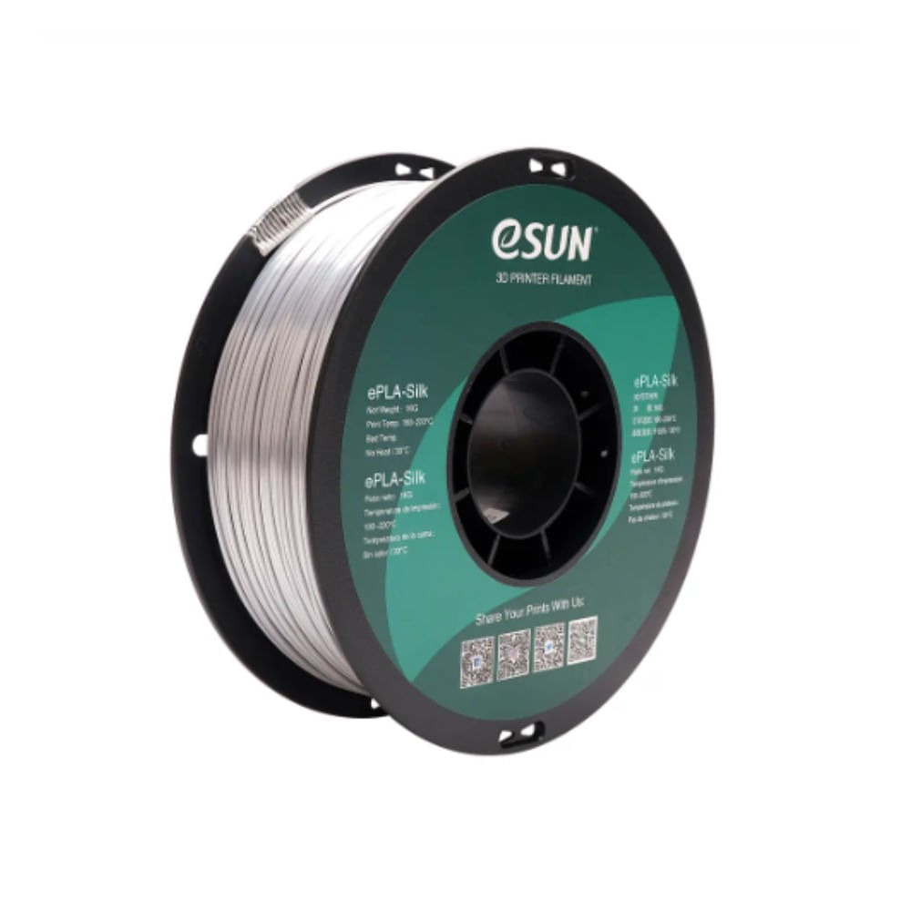 Filamento 3D PLA Sedoso 1KG 1.75mm Esun Plata Metálico - Real Plaza