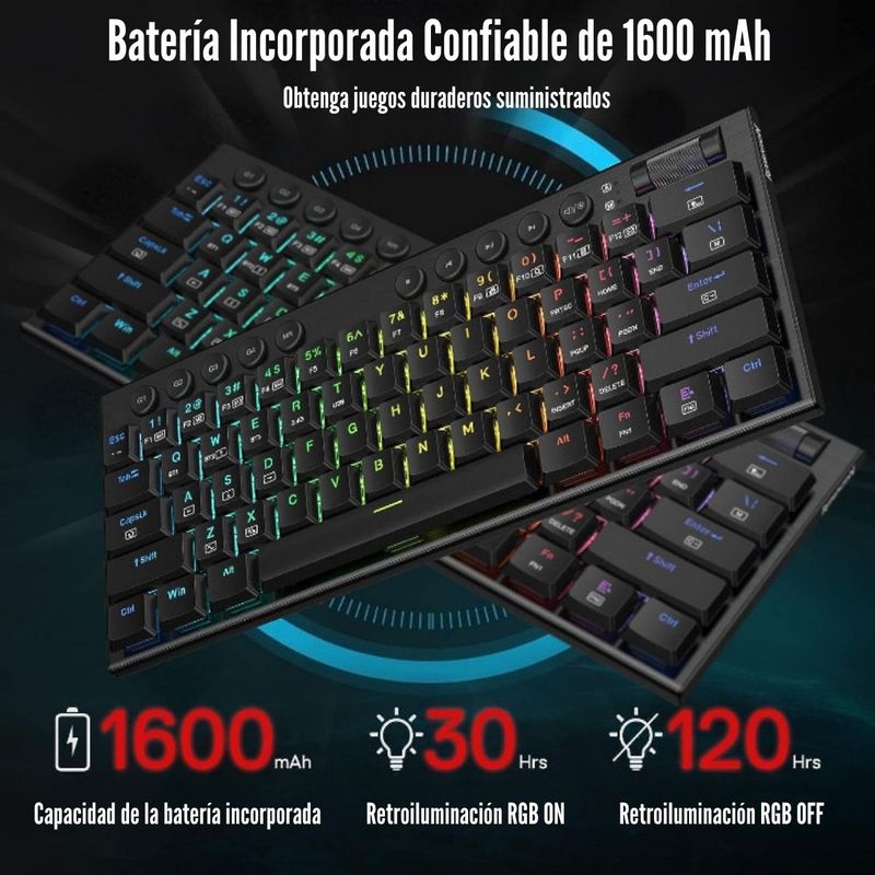 Teclado Redragon Horus Mini Pro K632 60% RGB Wireless Switch Red - Real ...