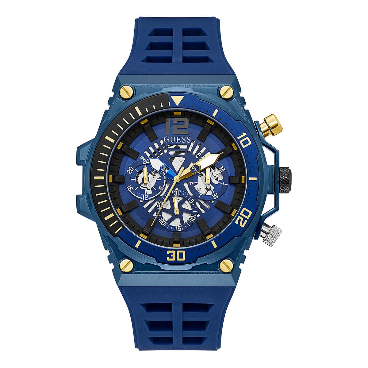 Reloj Guess Acero Azul y Silicona Azul GW0443G - Real Plaza