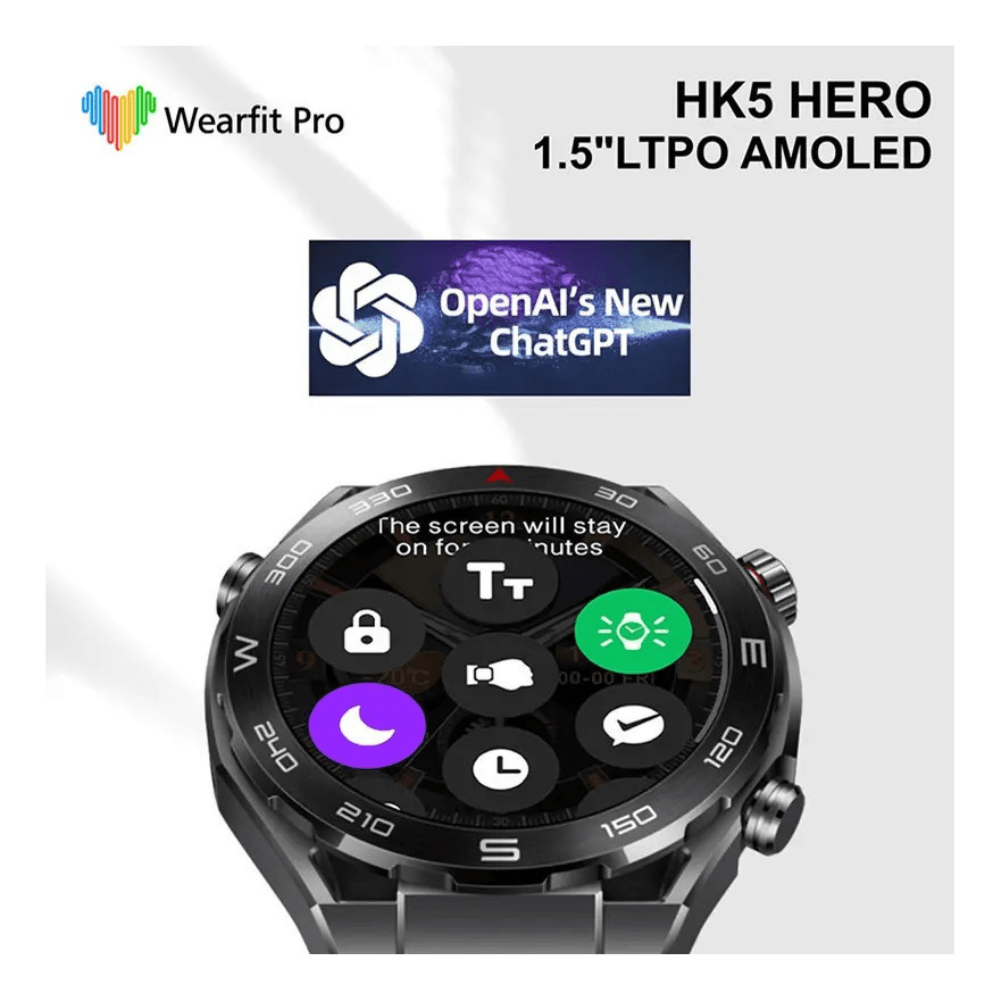 Smartwatch HK5 Hero Negro + Correa Marrón, GPT Amoled - Real Plaza