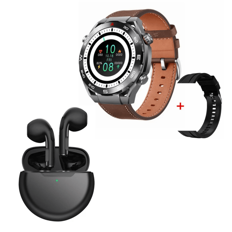 Pack Smartwatch HK5 Hero Negro GPT + Correa y Audífonos Pro 6 Negro ...