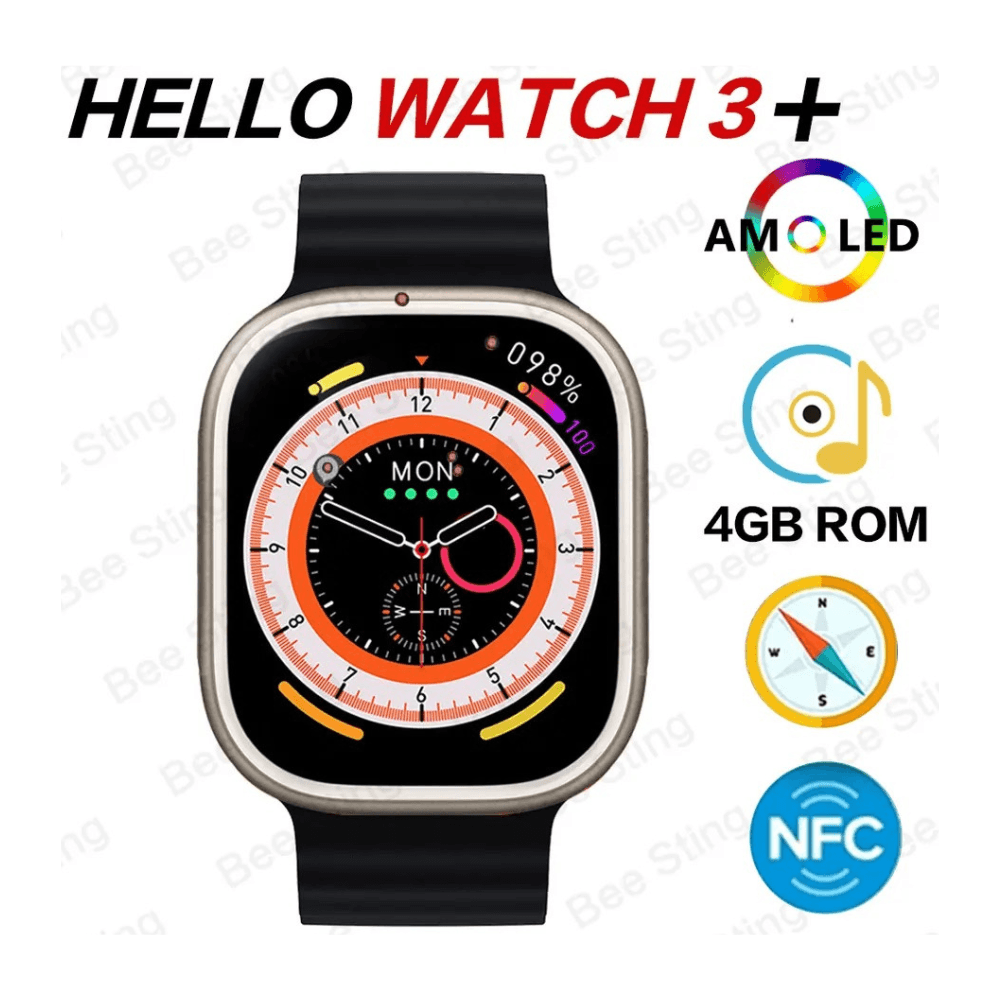 Pack Smartwatch Hello Watch 3 Negro 4GB Amoled Acuatico y Audífonos Air ...
