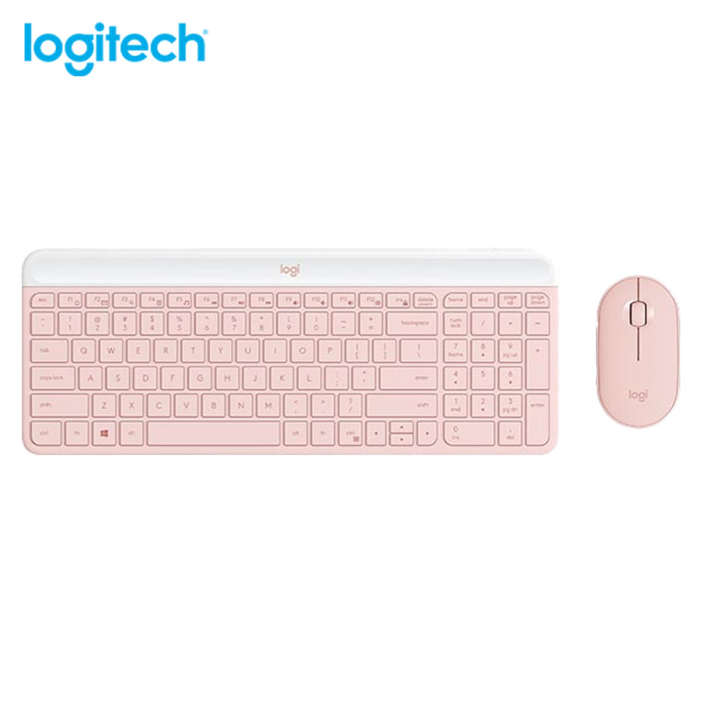 Teclado Logitech + Mouse Mk470 Wireless Slim Usb Rose - Real Plaza