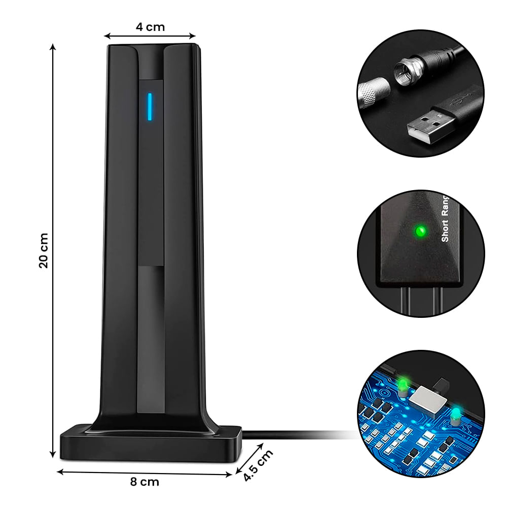 Antena de TV 4K 1080P para Smart Señal Amplificadora entrada USB y RF ...