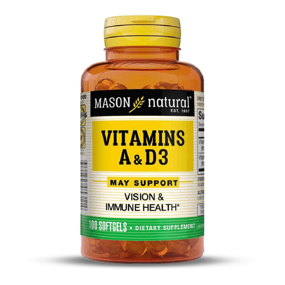 Vitamina A y D3 Mason Natural x 100 cápsulas - Real Plaza