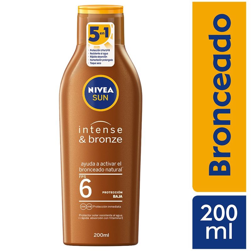 Crema Nivea Sun Intense & Bronze FPS6 Frasco - 200 ML - Real Plaza