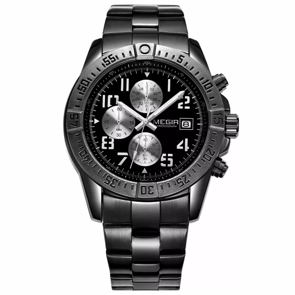 Reloj Megir Acero Negro MEG-50 - Real Plaza