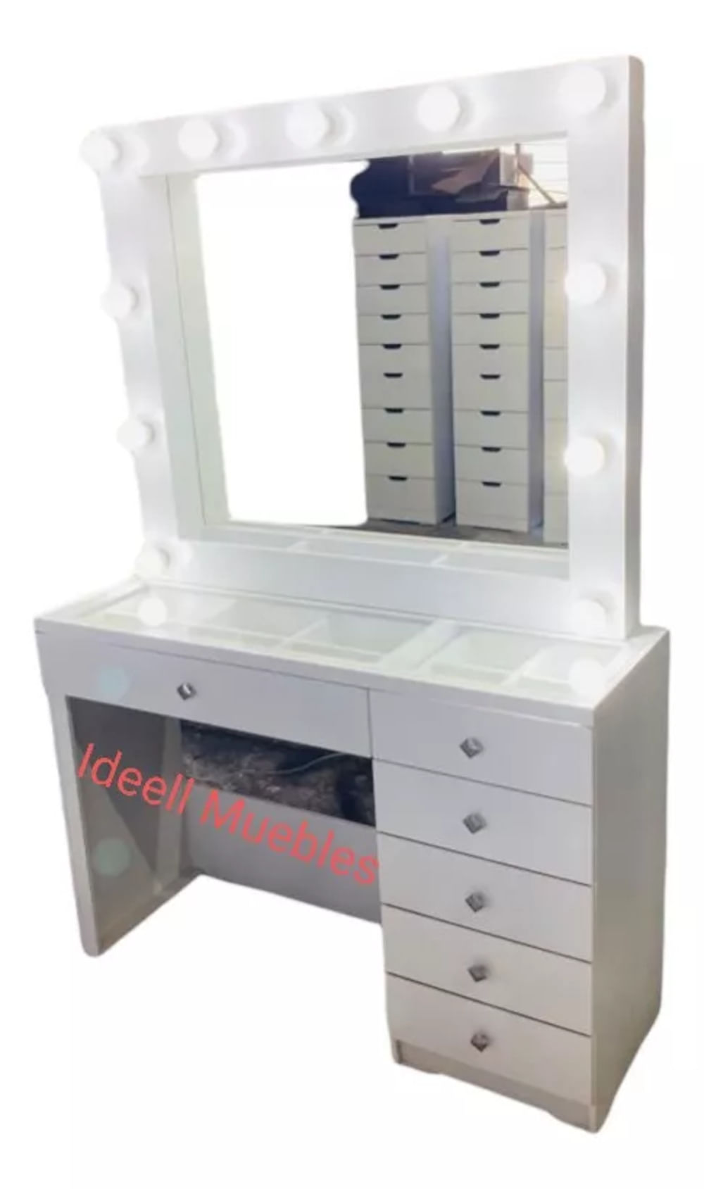 Tocador Moderno con Luces Evans color Blanco TU MESITA con espejo ...