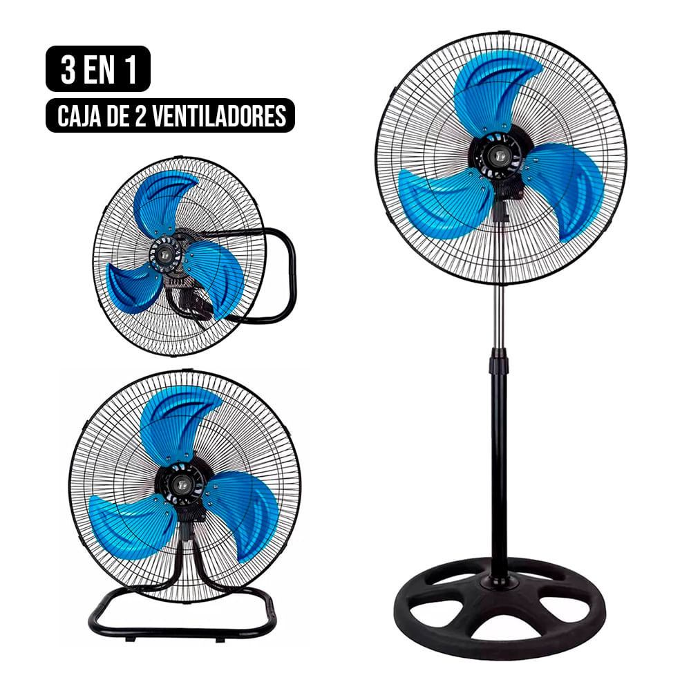 Ventilador 3 en 1 Aspas Aluminio velocidades Semi Industrial 2 Unid ...
