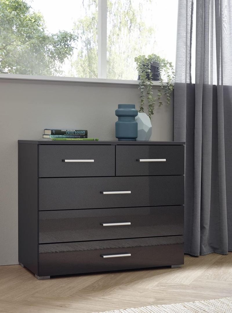 Cómoda Clásica 5 cajones Alanis color Negro TU MESITA - Real Plaza