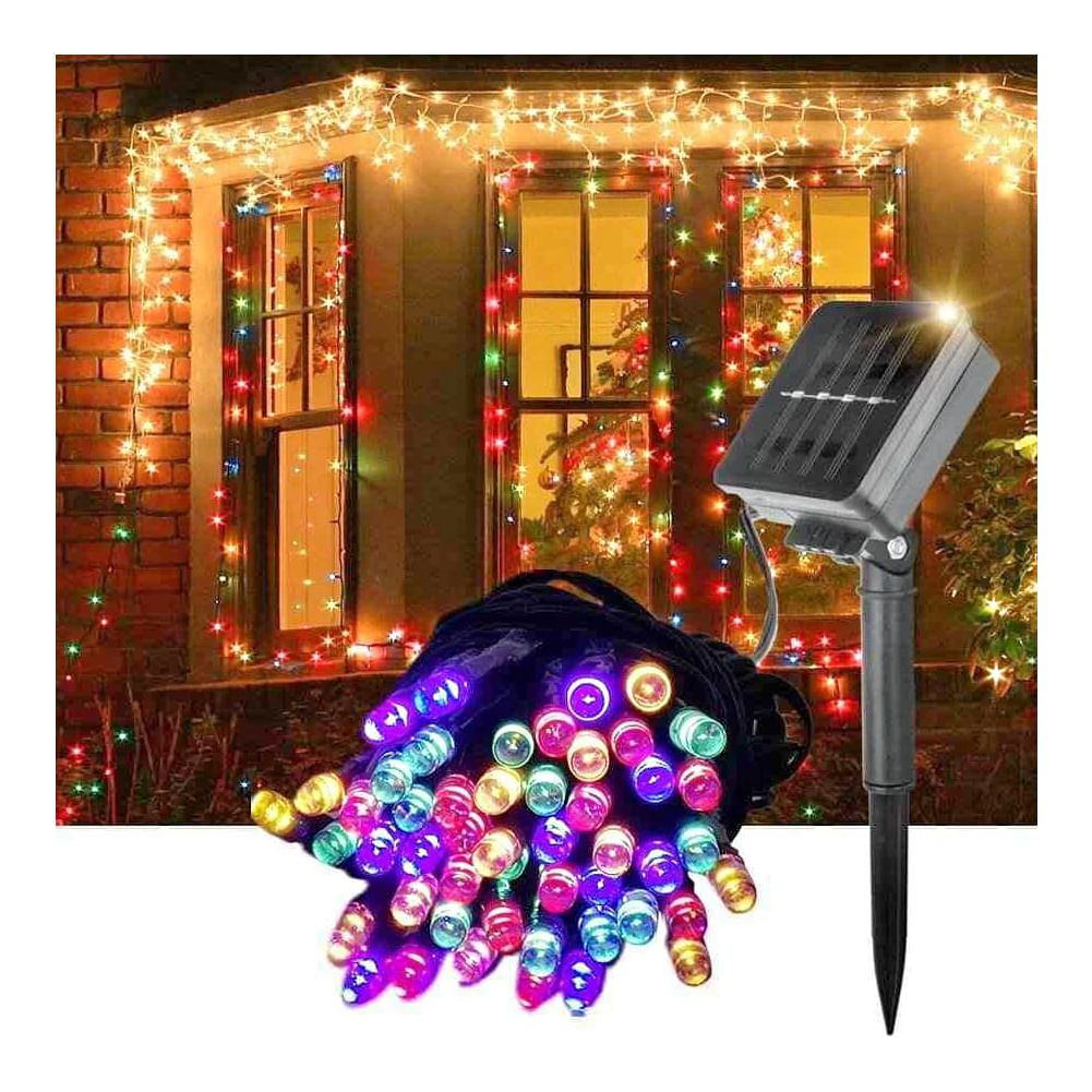 Luces Navideñas De Colores Con Panel Solar 100 Leds - Real Plaza