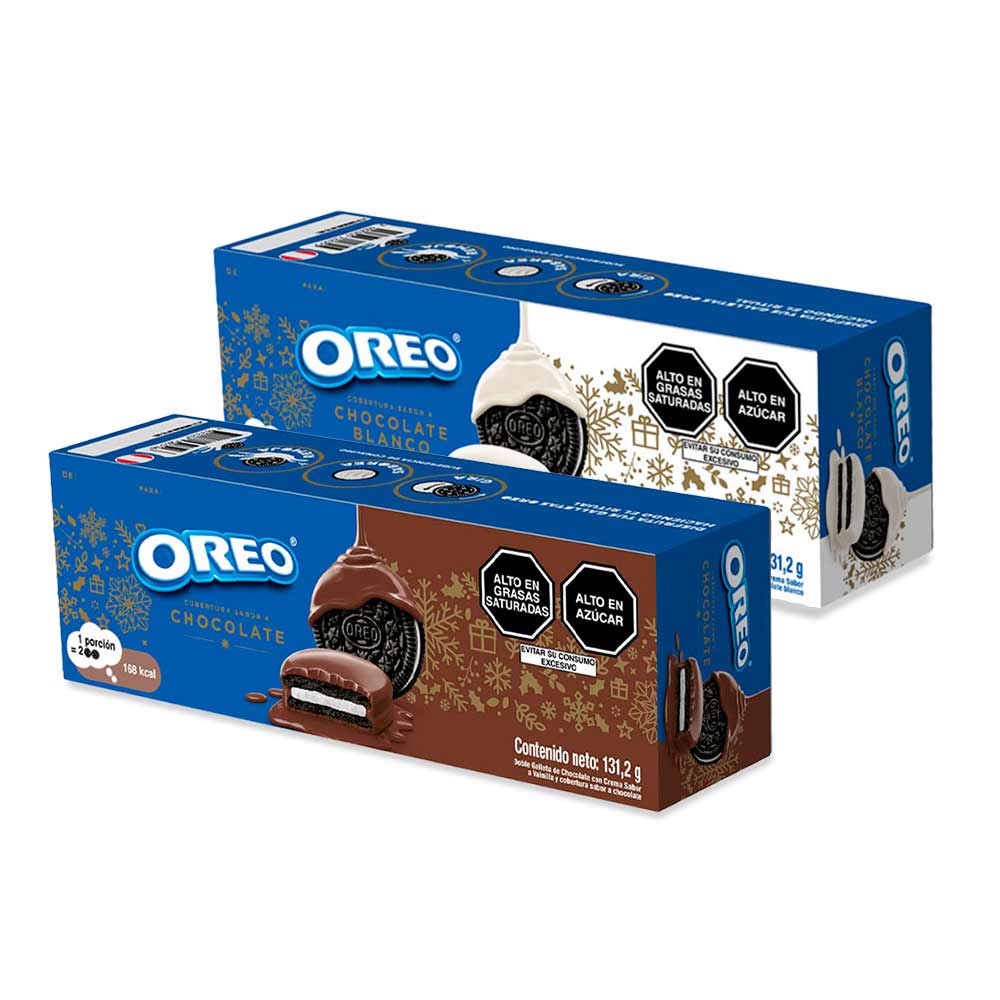 Pack Galletas OREO Navidad Cobertura de Chocolate Caja 131.2g + OREO ...