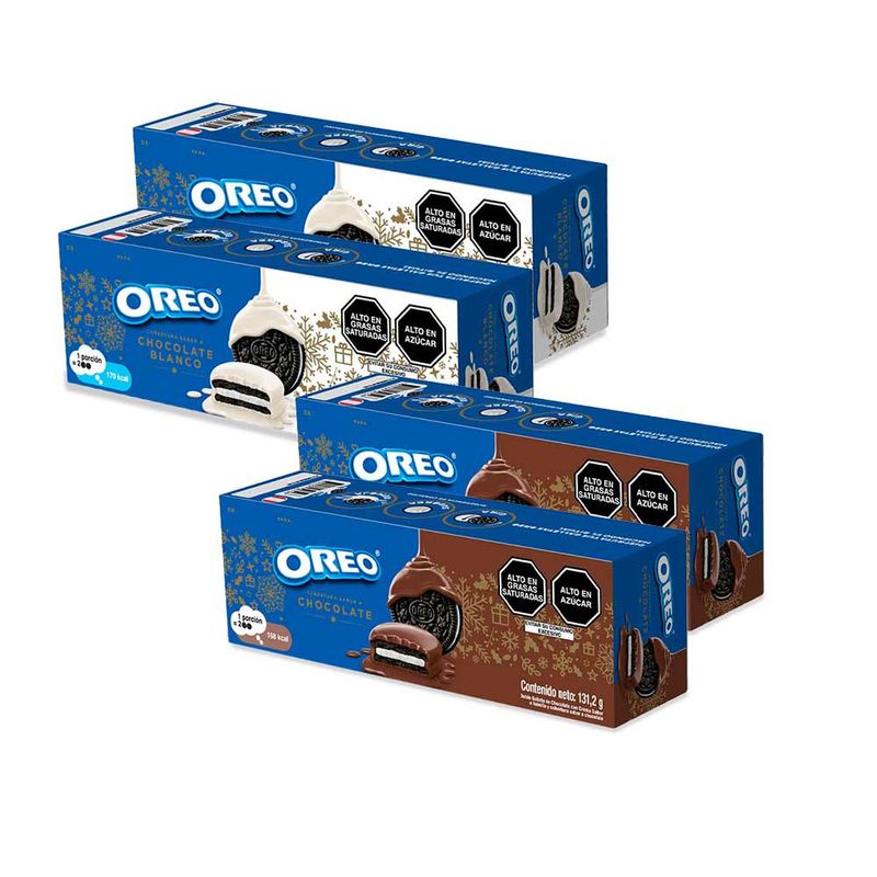 Pack Galletas OREO Navidad Cobertura de Chocolate Caja 131.2g x 2un ...