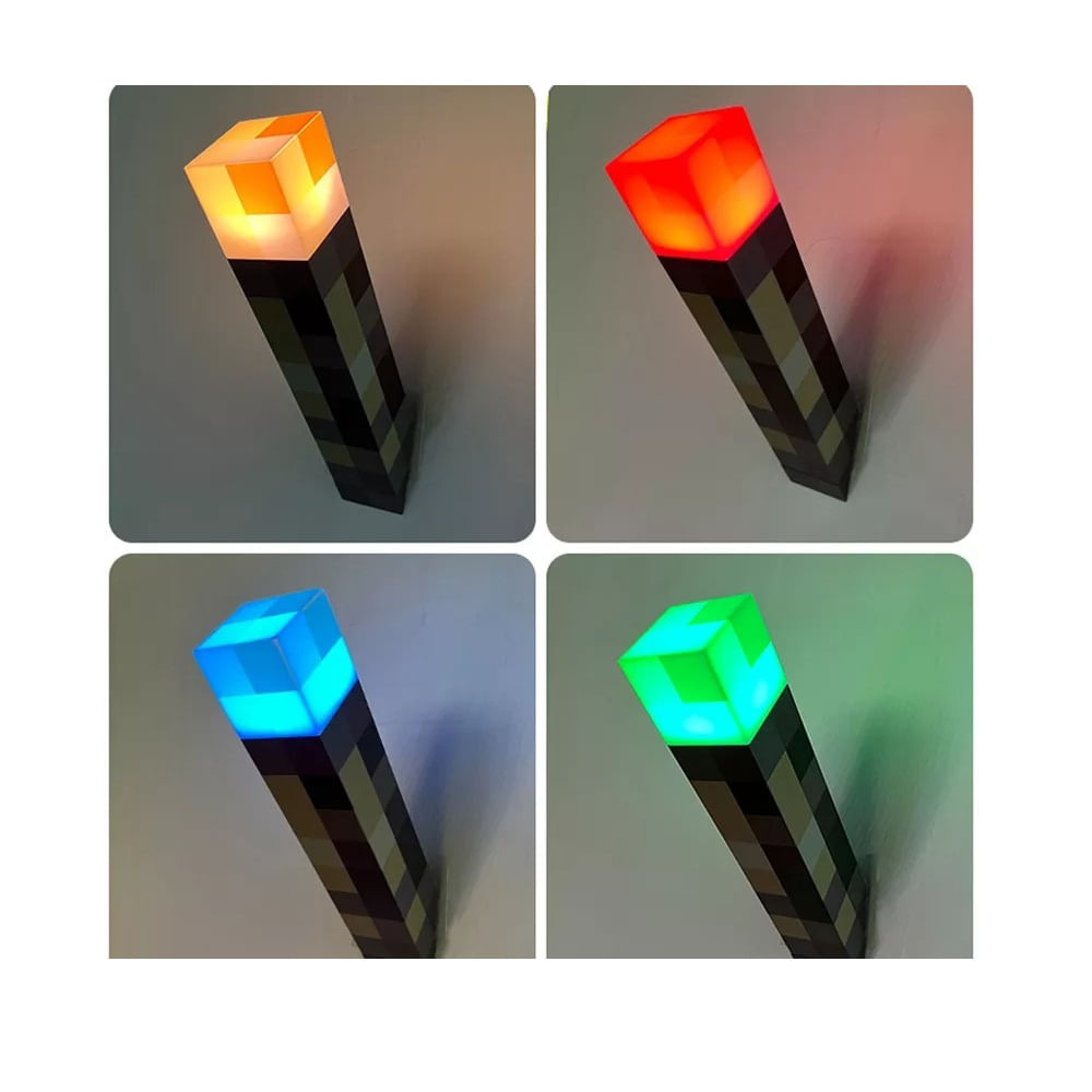 Lámpara Led de 4 Colores, Antorcha Tipo Minecraft - Real Plaza