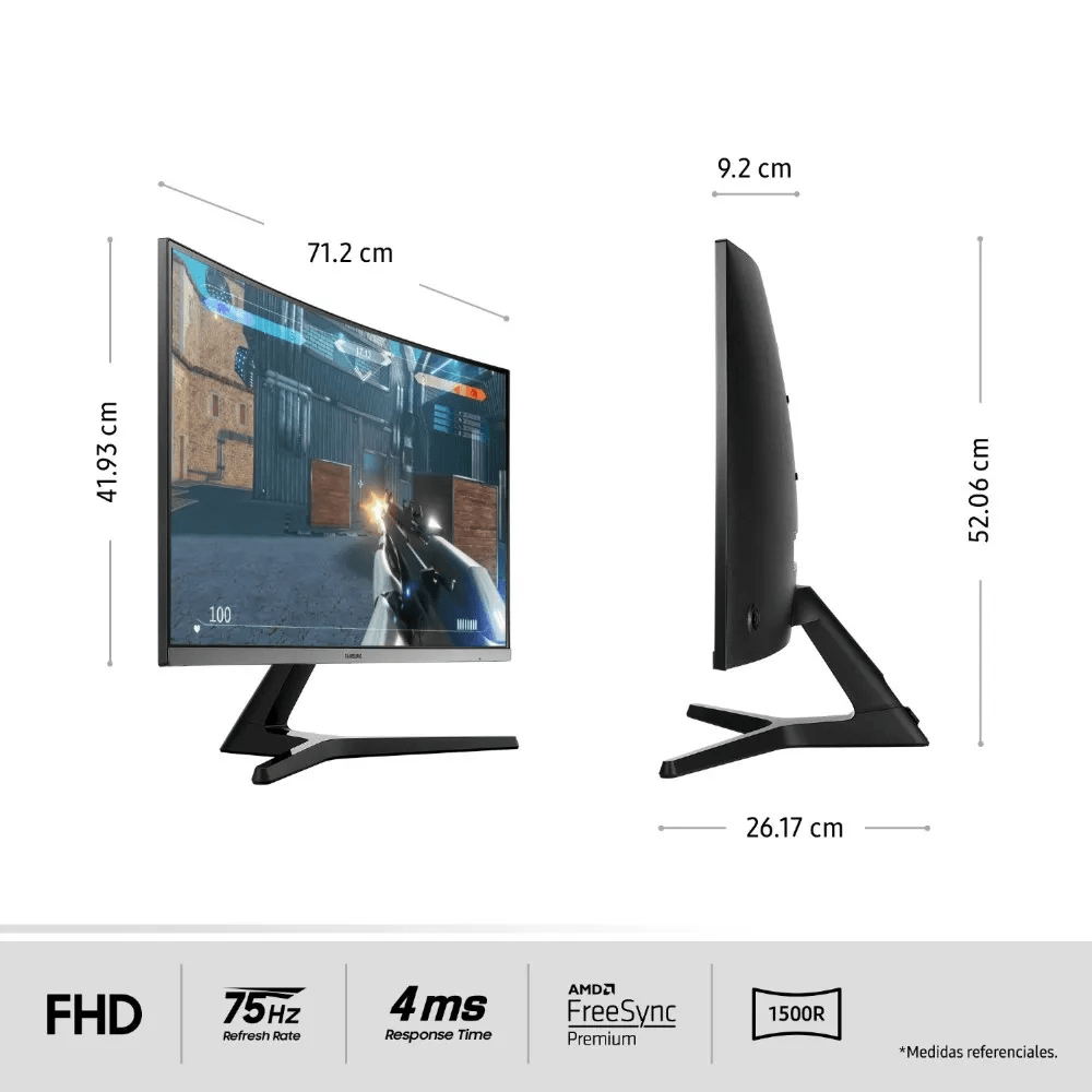 Monitor Samsung Curvo 32 LC32R500FHLXPE VA 60HZ 4MS FreeSync - Real Plaza
