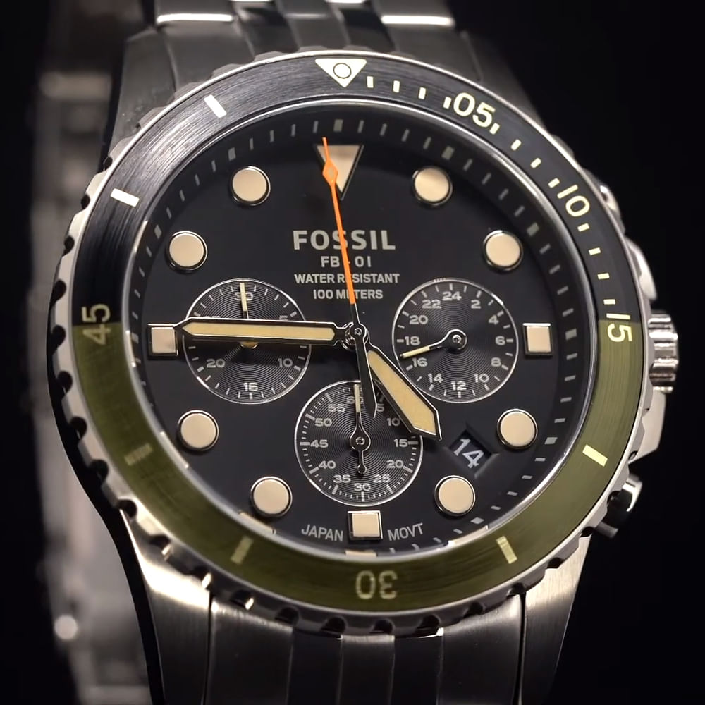 Reloj Fossil FB-01 FS5864 Para Hombre Fecha Cronómetro Acero Inoxidable ...