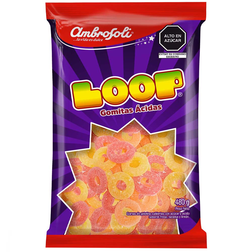 Gomas Ácidas AMBROSOLI Loop Bolsa 480g - Real Plaza