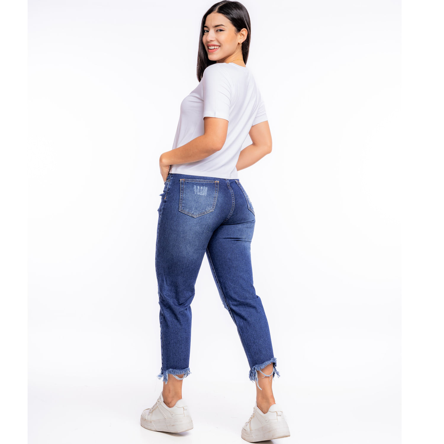 Pantalón Mom Destroyer Deisy azul 34 - Real Plaza