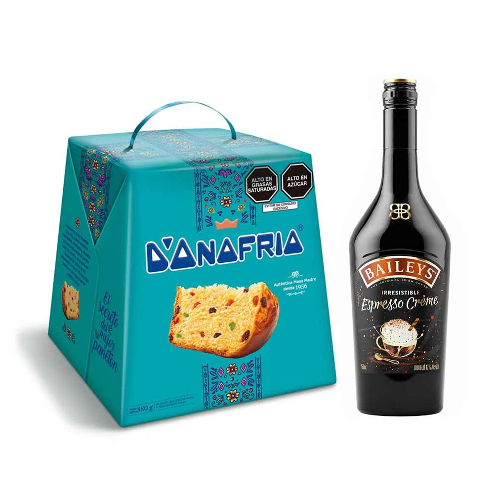 Pack Licor de Crema BAILEYS Espresso Créme Botella 750ml + Panetón D'ONOFRIO Caja 880g - Real Plaza