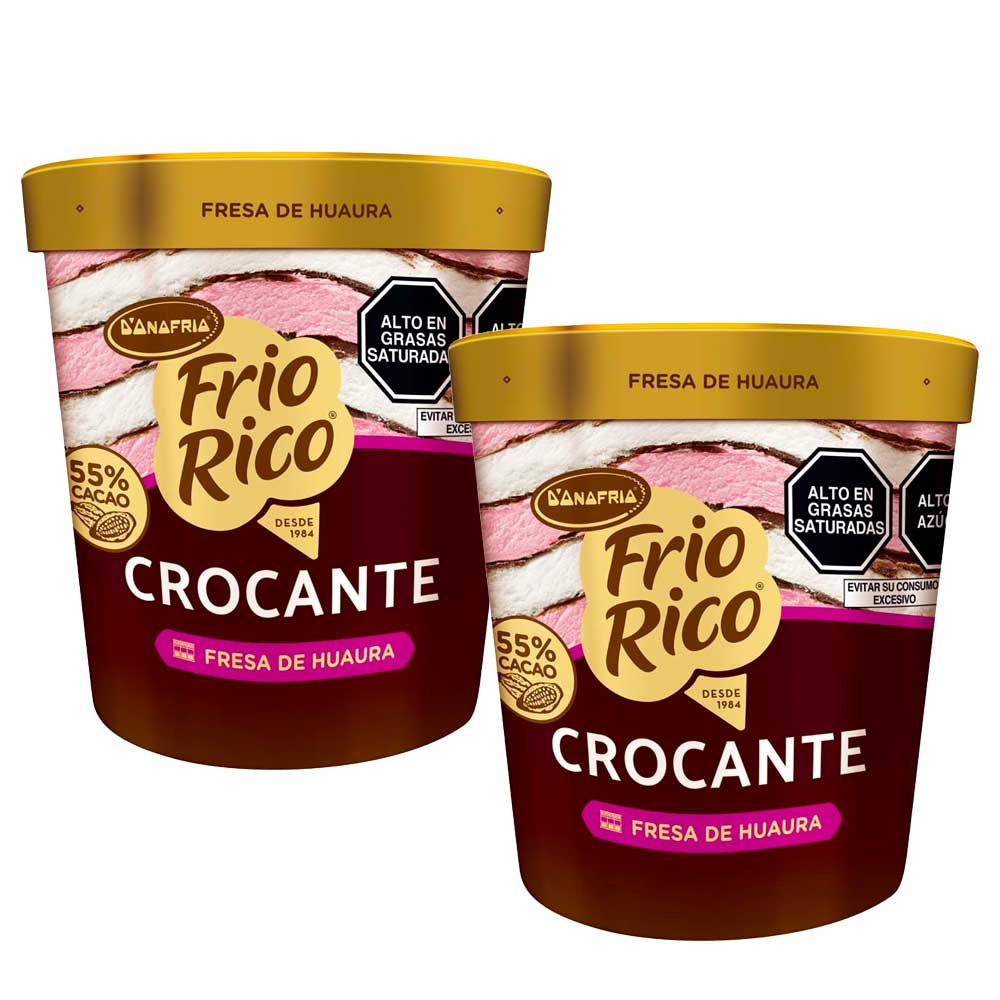 Pack Helado de Fresa FRÍO RICO Huaura Pote 900ml x 2un - Real Plaza