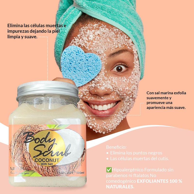 Exfoliante Corporal Coco con Sal Wokali 500ml 3 Unidades - Real Plaza
