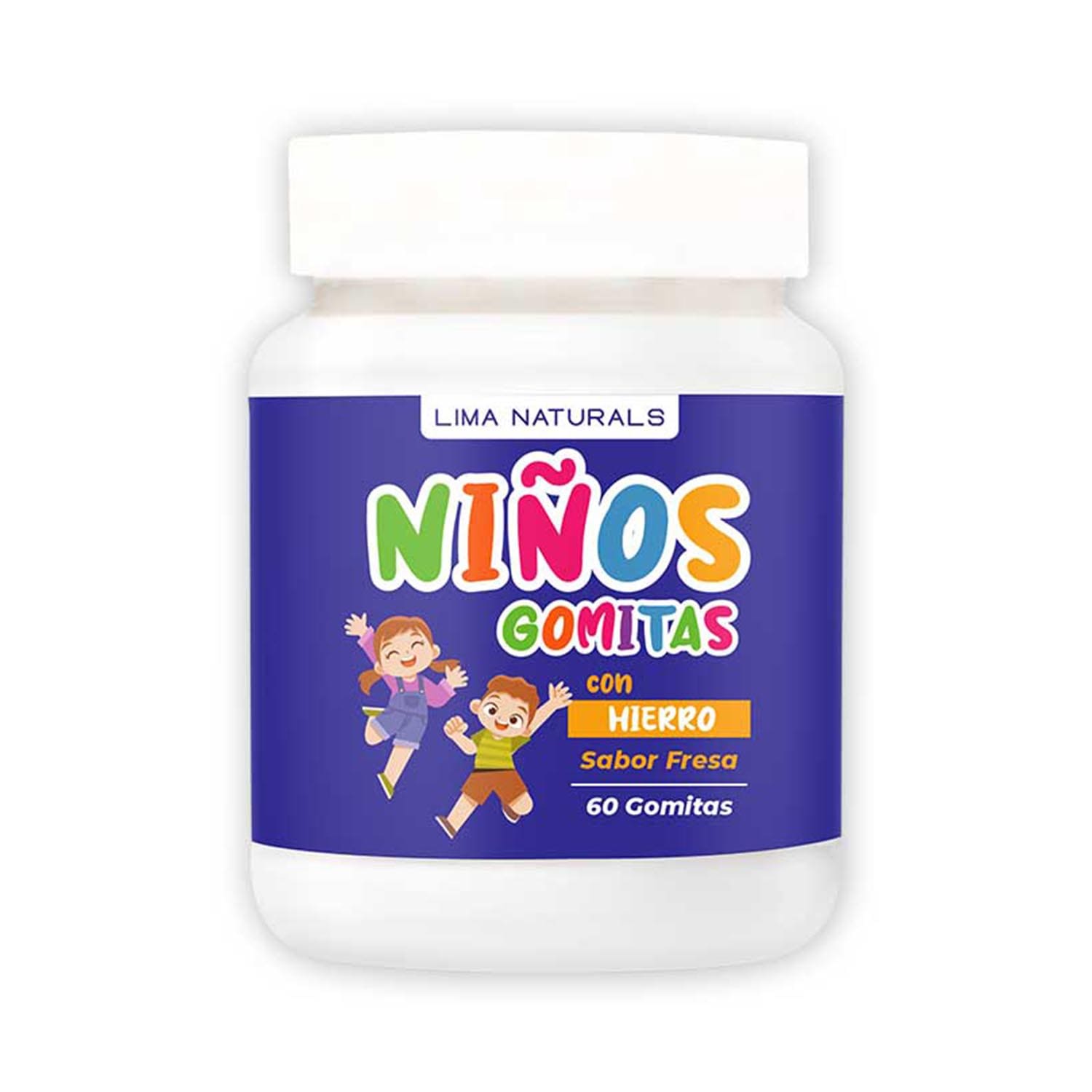 Gomitas Para Niños Con Hierro Sabor Fresa Lima Naturals 60 Unidades