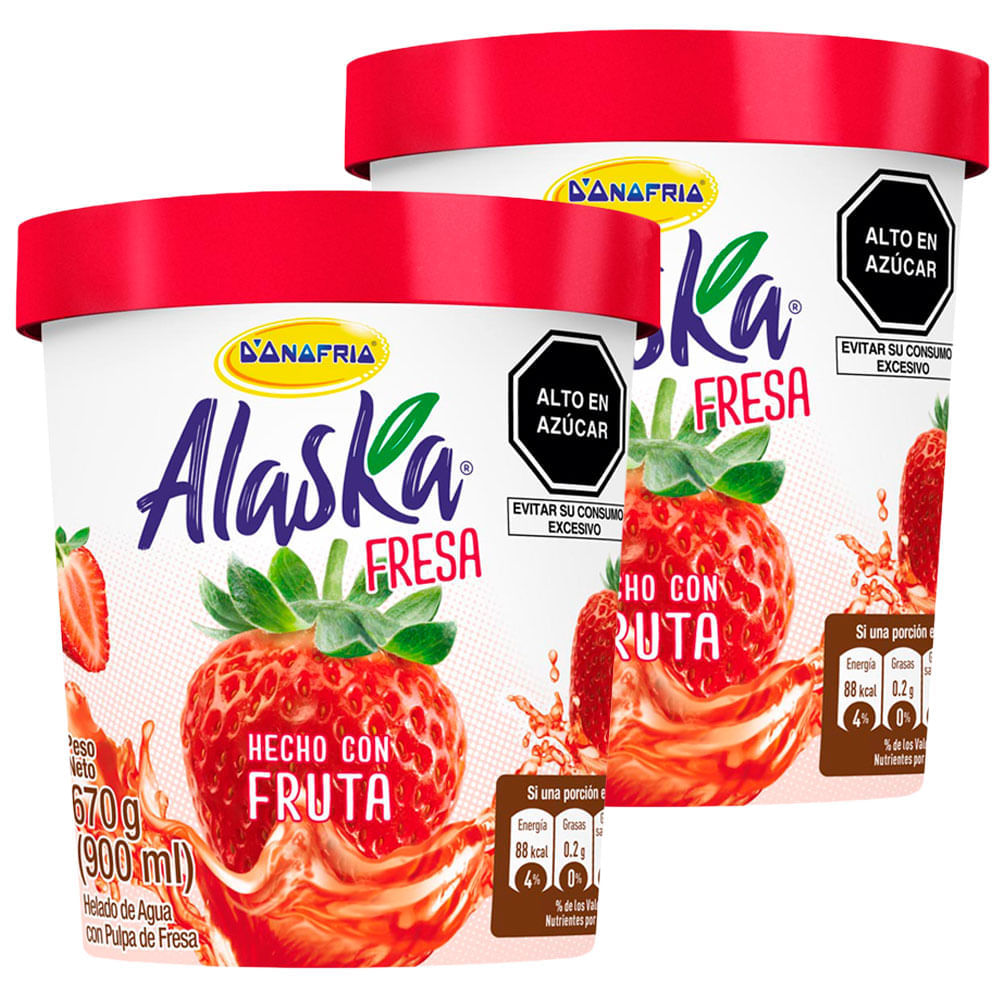 Pack Helado ALASKA Fresa Vitamina C Pote 900ml x 2un - Real Plaza