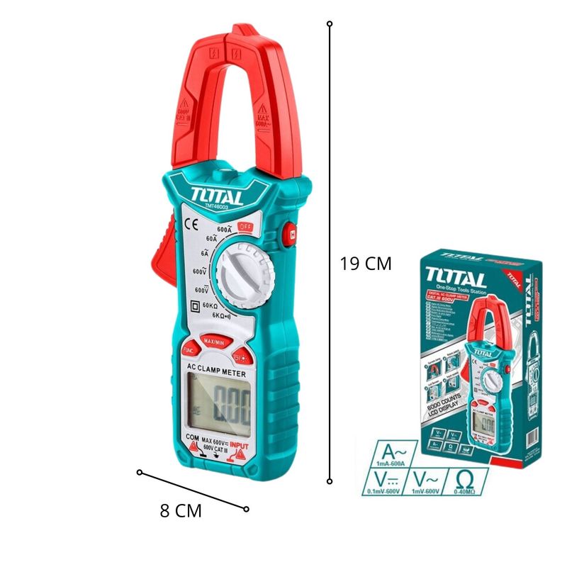 Pinza Amperimétrica AC 600A Digital Total TMT46003 - Real Plaza