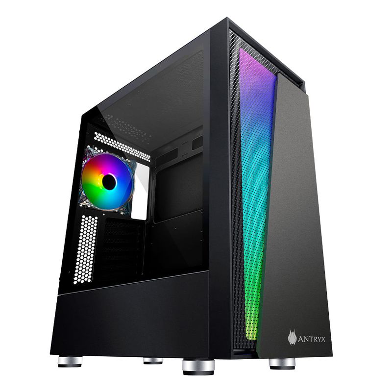 Gabinete Antryx RX-450, ATX/Full ATX/Micro ATX, ventilador ARGB/cinta LED, Panel lateral vidrio ...