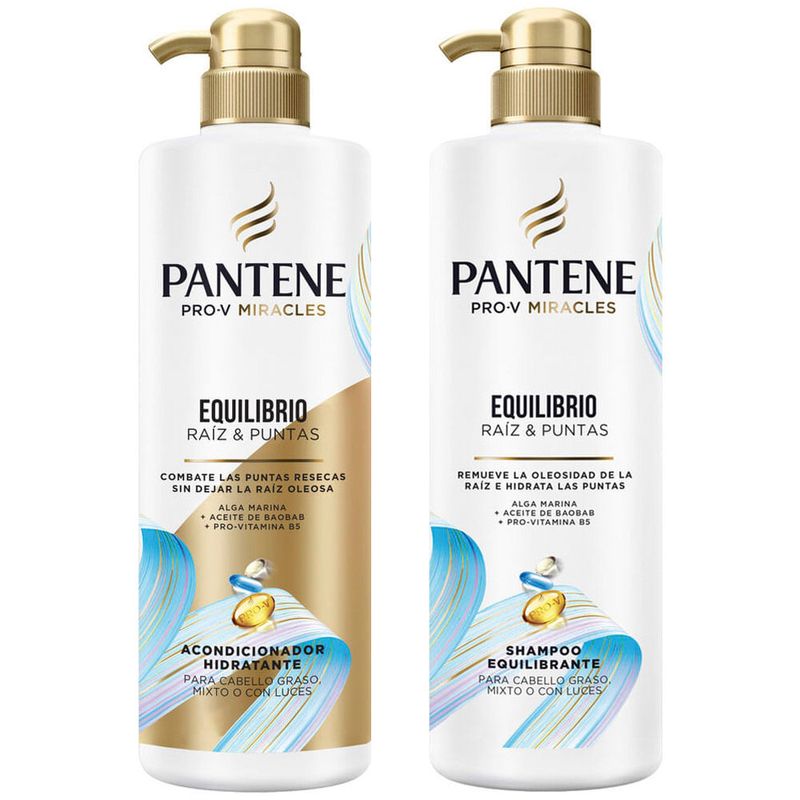 Pack PANTENE Shampoo Pro-V Miracles Equilibrio Raíz y Puntas Frasco 510ml + Acondicionador ...