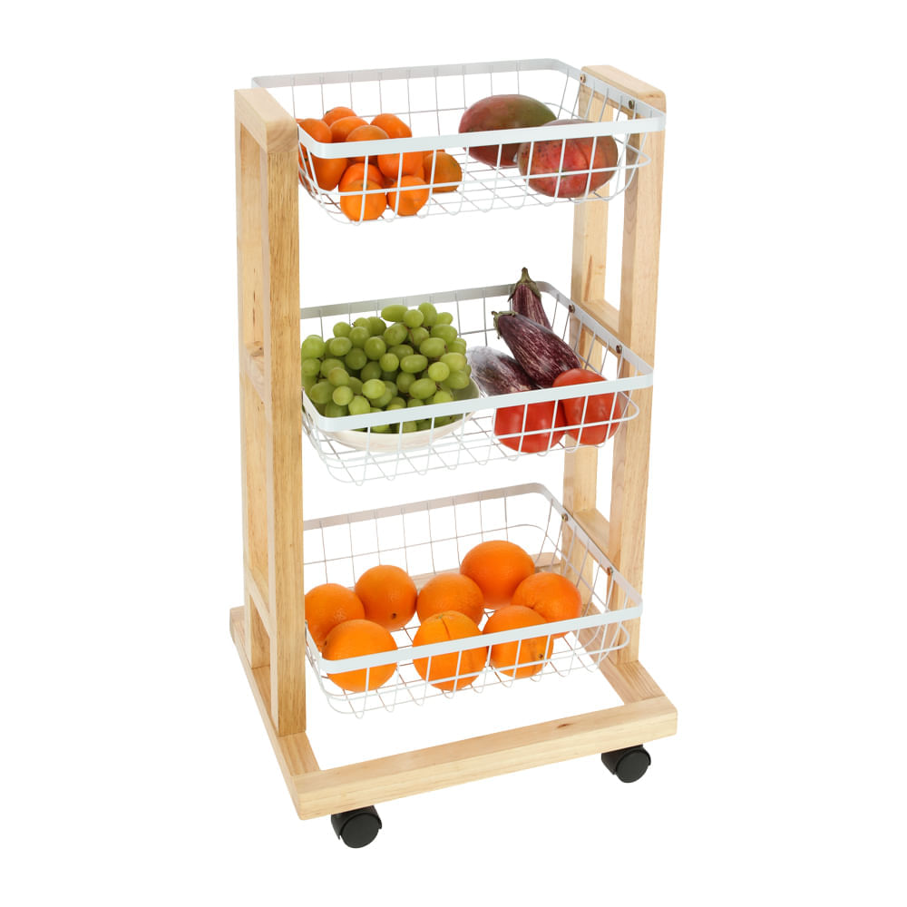 Verdulero Acero-Metal 3 Niveles con Ruedas U - Real Plaza