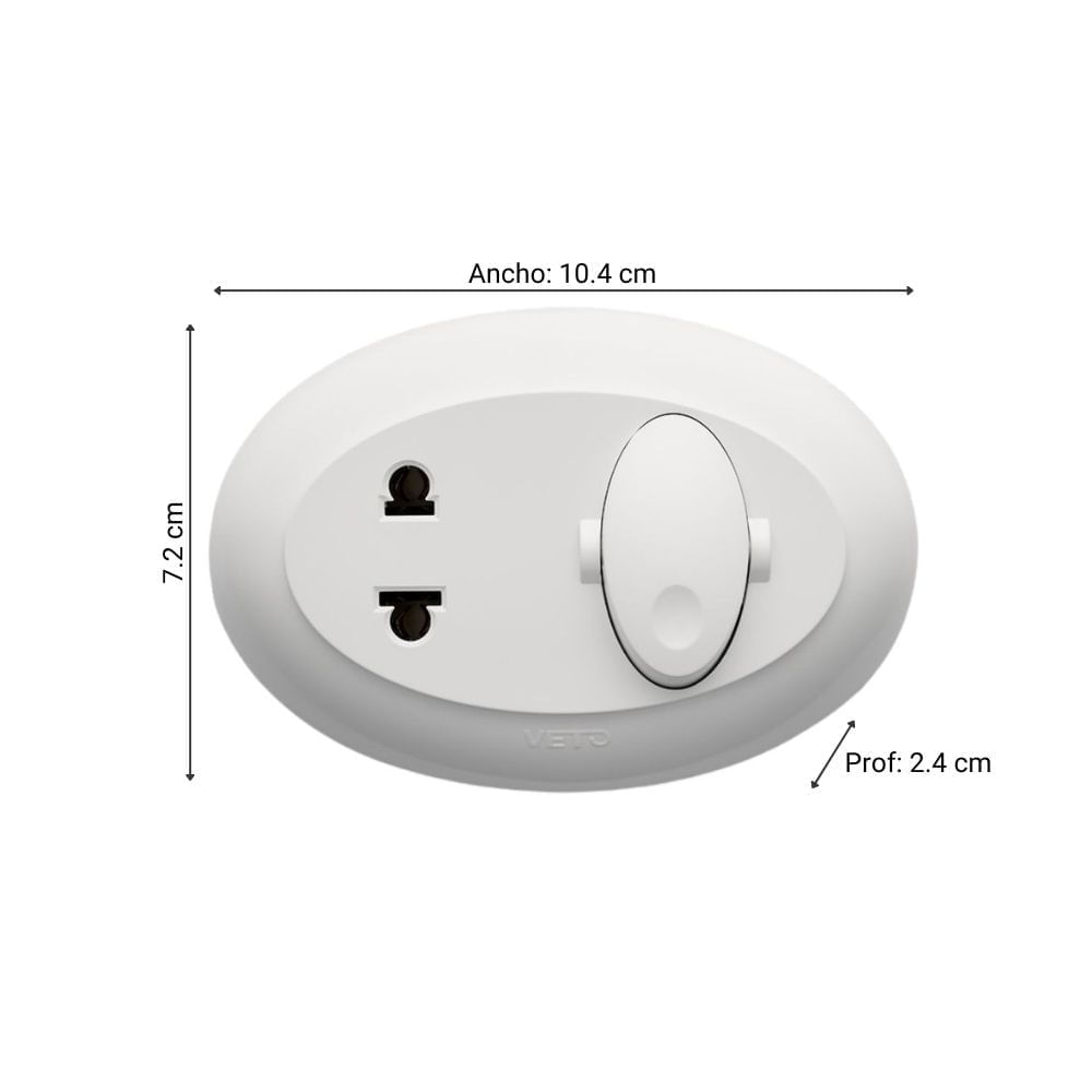 Interruptor + tomacorriente 2 puertos Universal Blanco Cli20181 Veto - Real Plaza