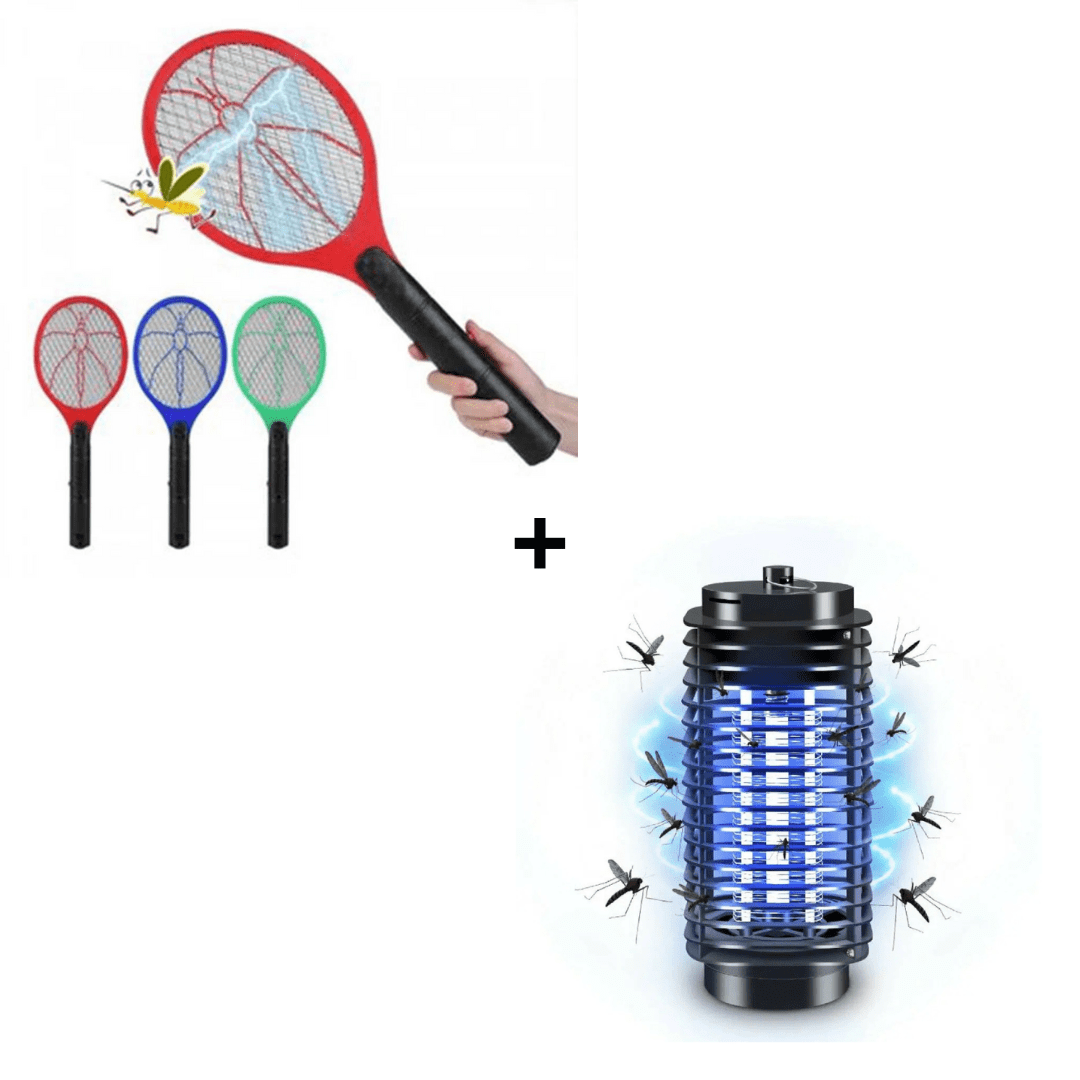 Combo Raqueta Eléctrica Mata Mosca/Zancudo + Lampara Mata Insectos ...