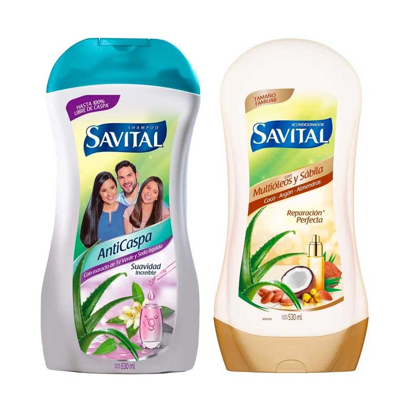 Pack Shampoo Anticaspa SAVITAL Frasco 530ml + Acondicionador SAVITAL ...