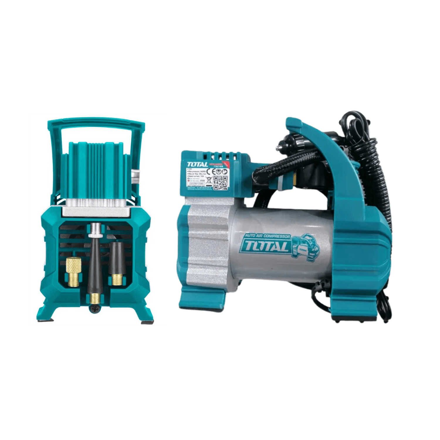 Mini compresora 12v 140Psi con accesorios Total TTAC1406 - Real Plaza