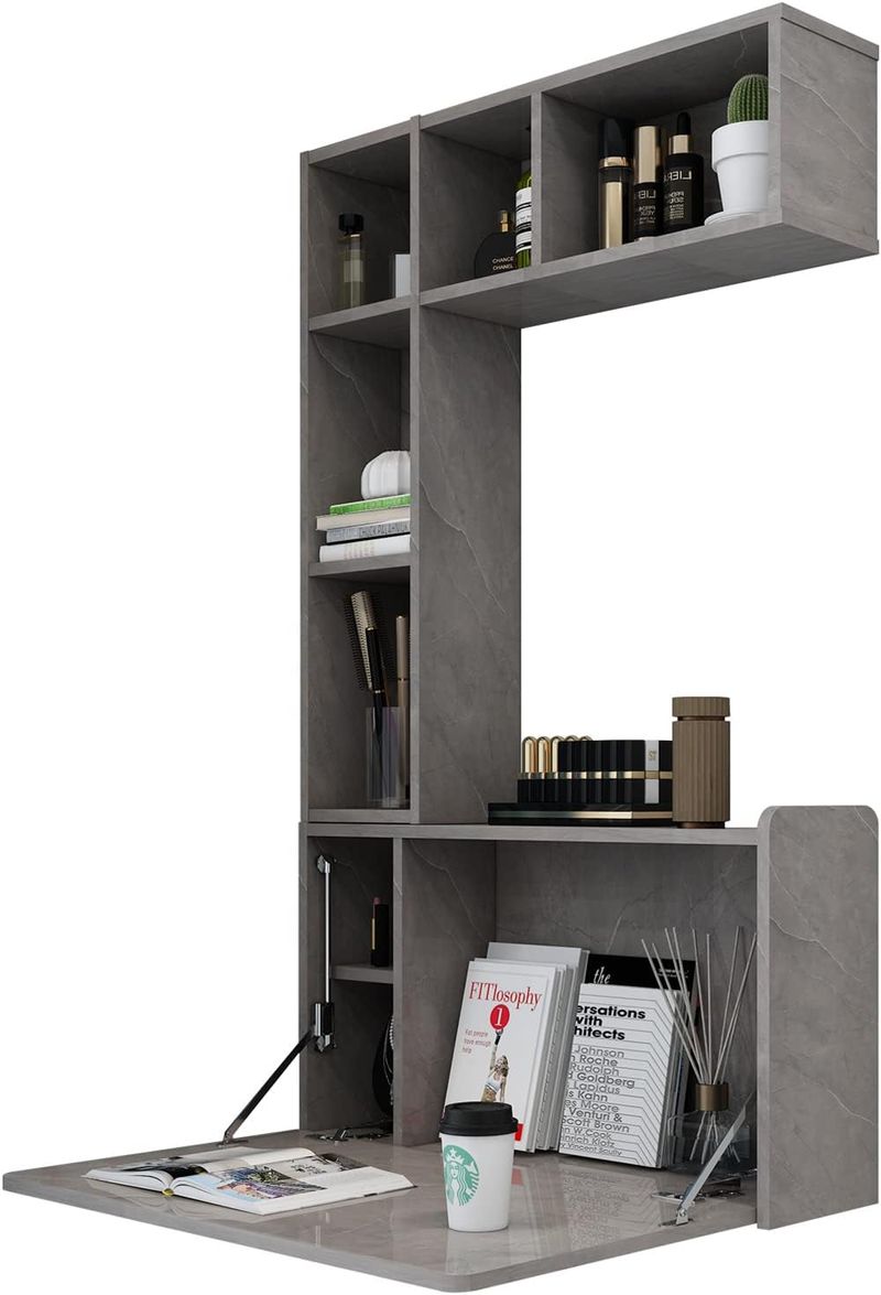 Escritorio Flotante Lexi color Gris Oscuro TU MESITA - Real Plaza