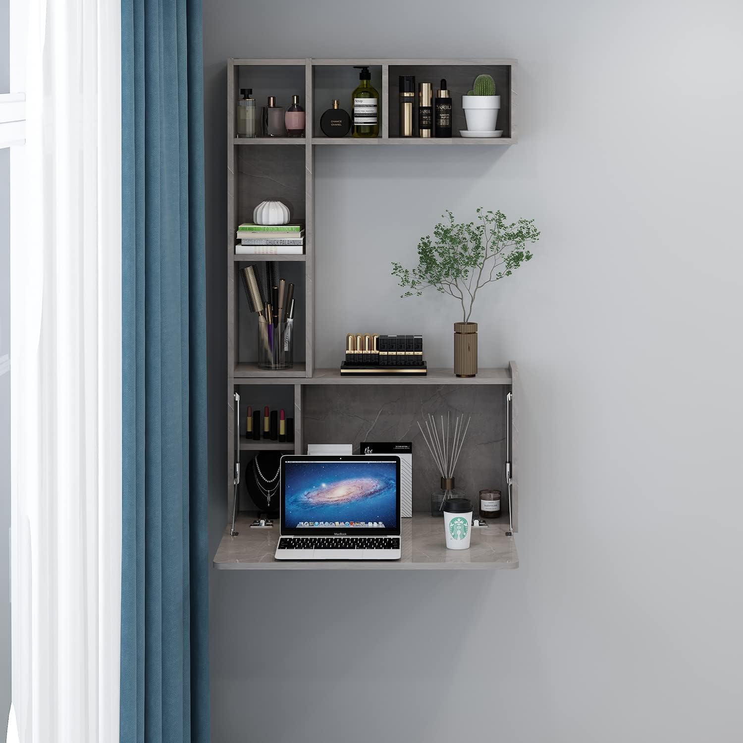 Escritorio Flotante Lexi color Gris Oscuro TU MESITA - Real Plaza