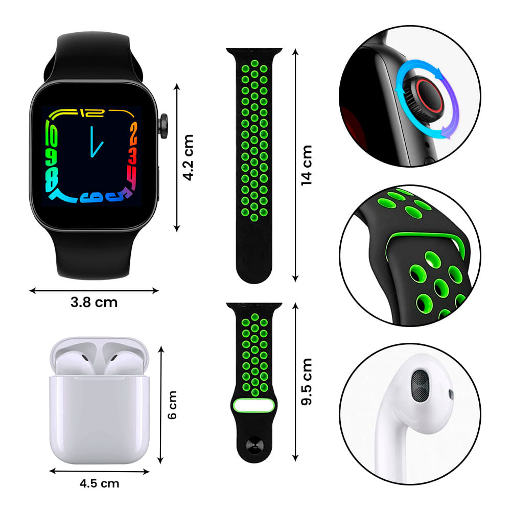 Smartwatch T55 PRO MAX Realiza llamadas + Audífonos Verde 2024 - Real Plaza