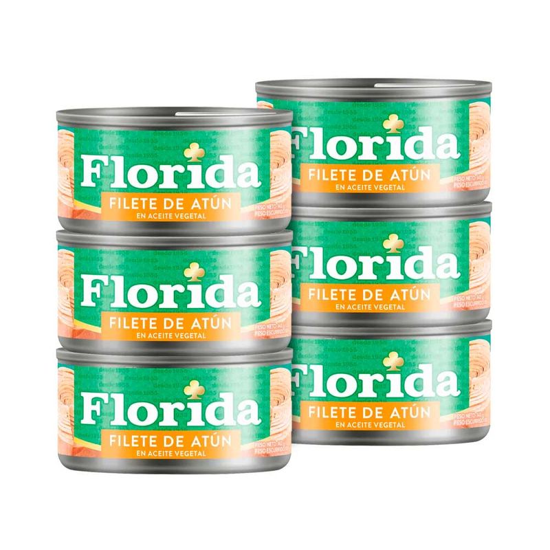 Pack Filete de Atún en Aceite Vegetal FLORIDA Lata 140g x 6un - Real Plaza
