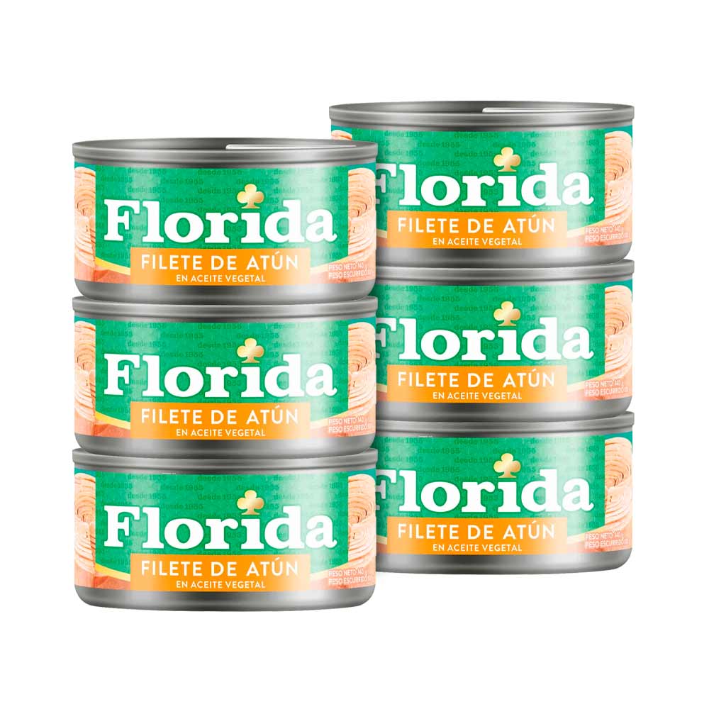 Pack Filete de Atún en Aceite Vegetal FLORIDA Lata 140g x 6un - Real Plaza