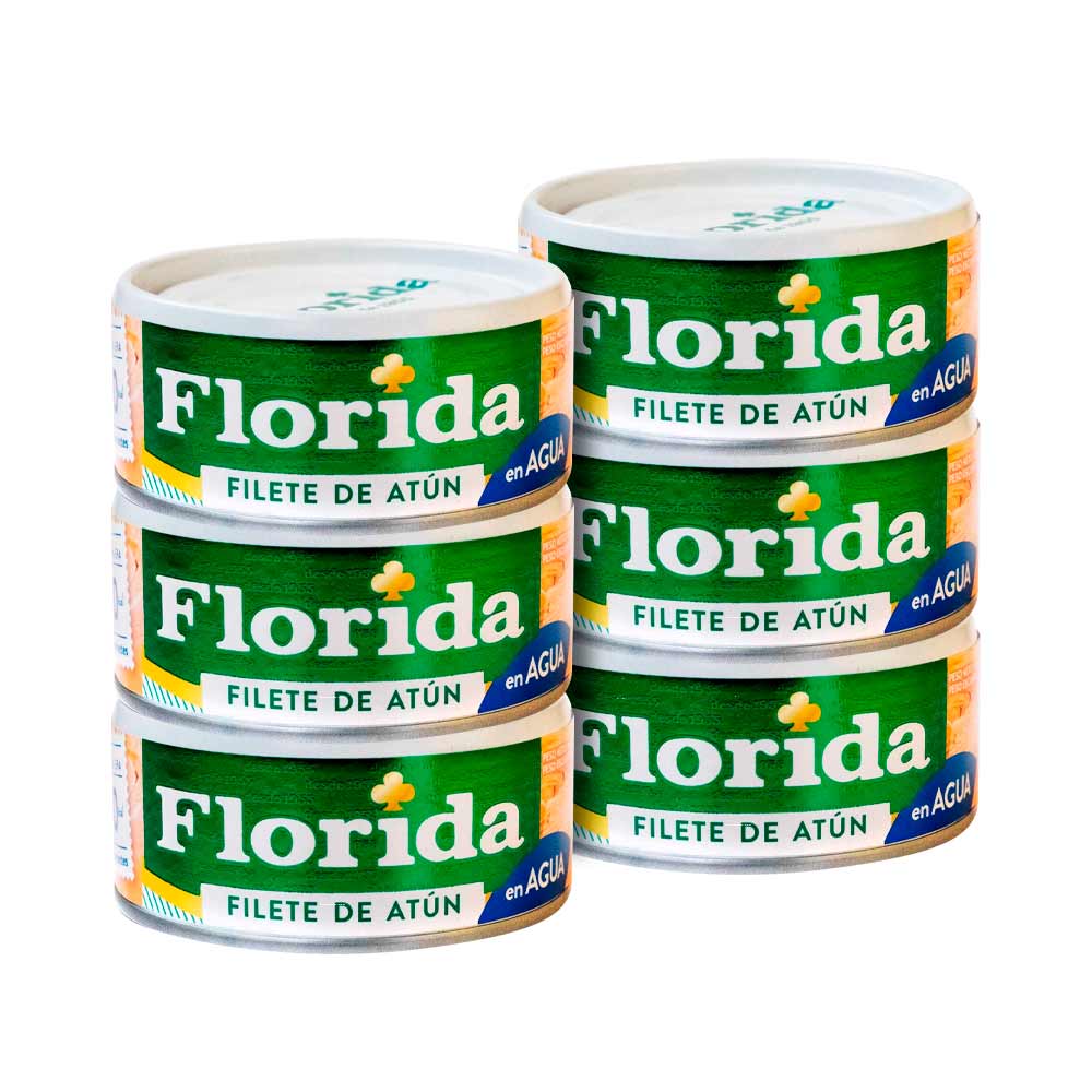 Pack Filete de Atún FLORIDA en Agua 110kcal Lata 150g x 6un - Real Plaza