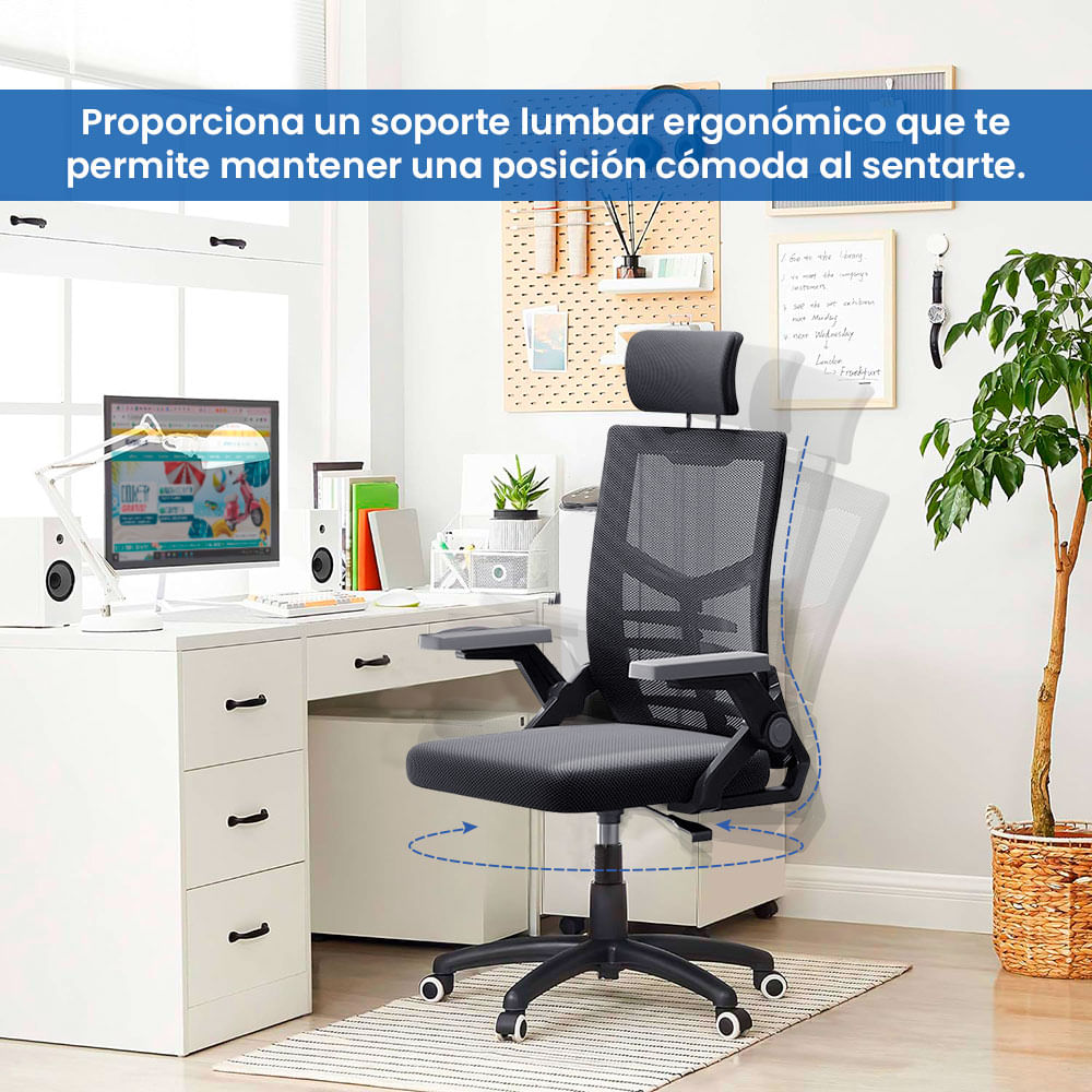 Silla de Escritorio Ergonómica Giratoria con Reposa Cuello - Real Plaza