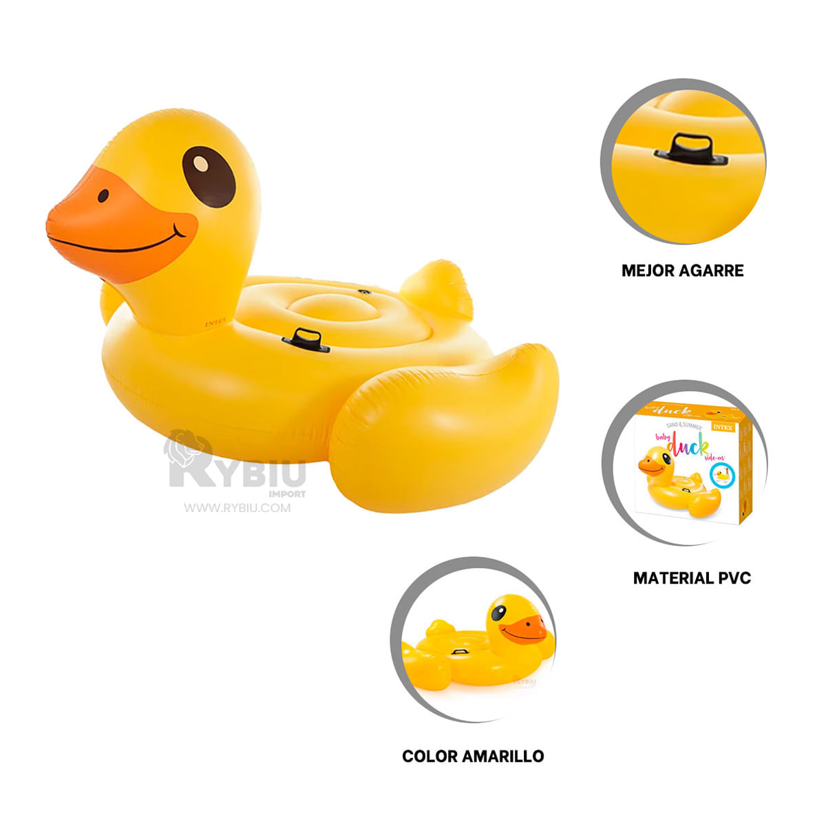 Flotador Inflable Forma Pato en Color Amarillo - Real Plaza