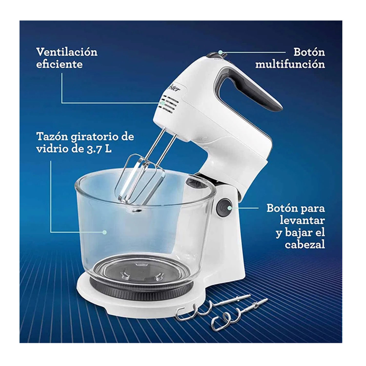 Batidora Oster FPSTHS3611 053 de mano y pedestal color blanco - Real Plaza