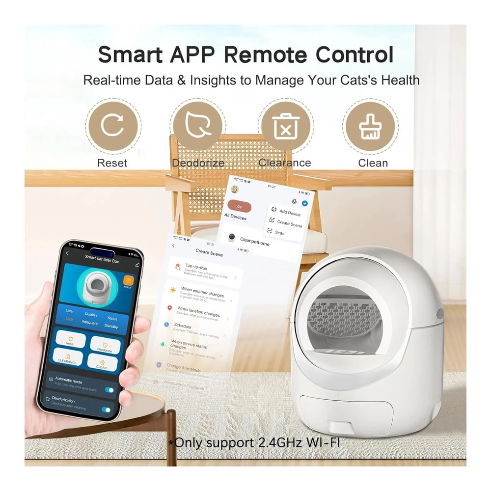Cleanpethome Caja de Arena para Gatos Autolimpiante Control de ...