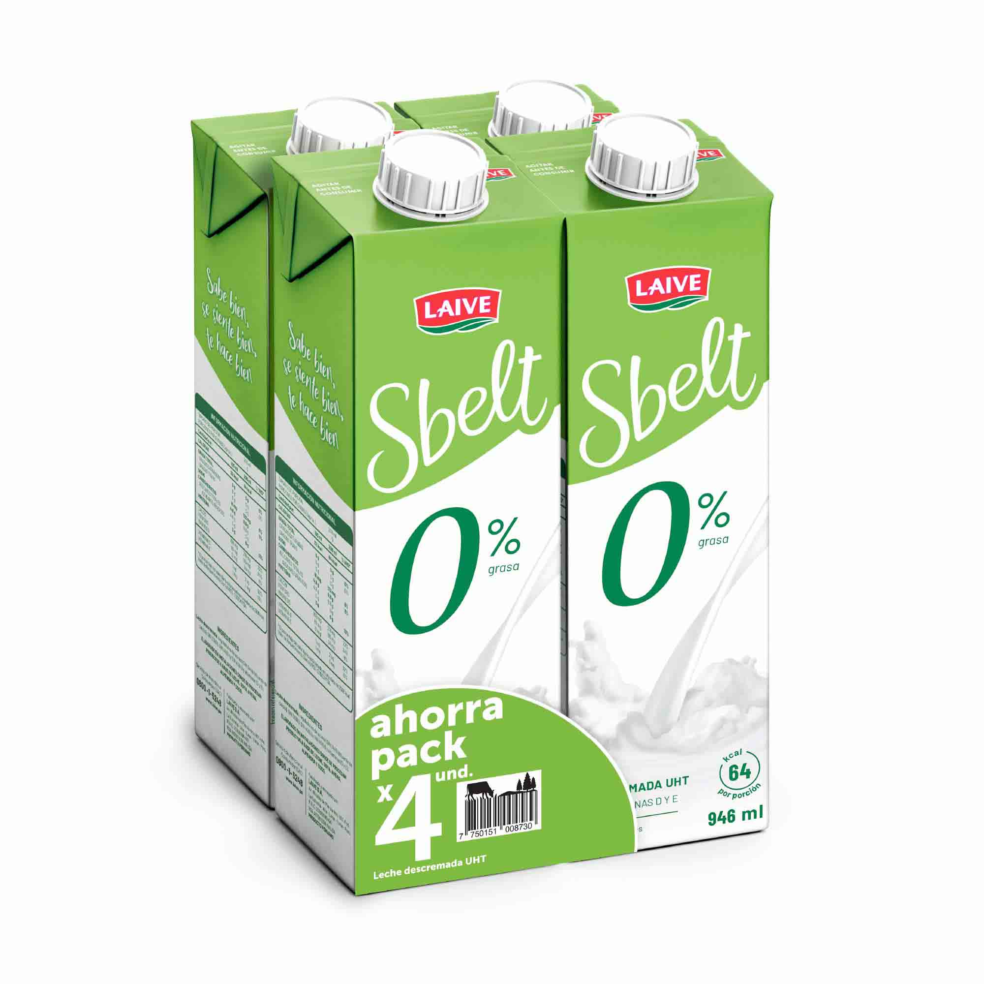 Leche SBELT UHT Descremada Caja 946ml Paquete 4un - Real Plaza