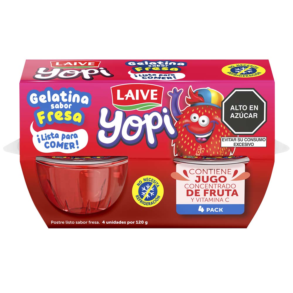 Gelatina Lista LAIVE Yopi Sabor a Fresa Paquete 4un - Real Plaza